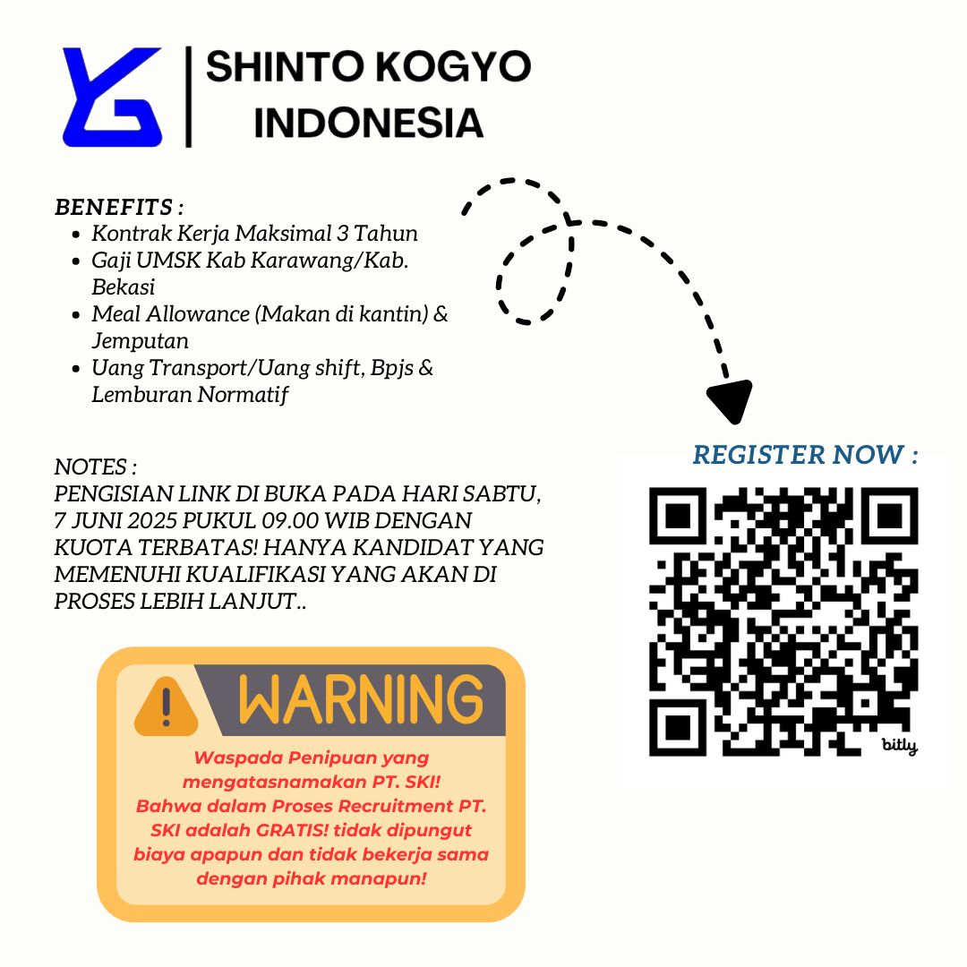 Lowongan Kerja PT Shinto Kogyo Indonesia Cikarang Terbaru 2025